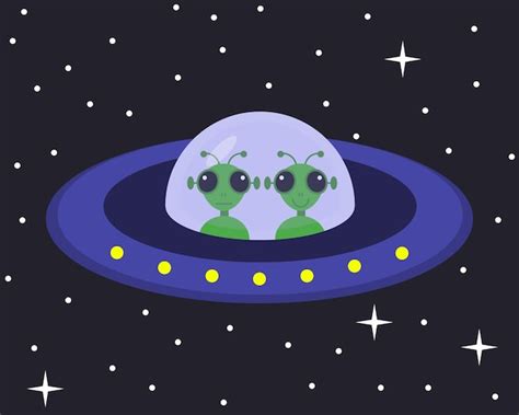Premium Vector Aliens In A Flying Saucer Vector