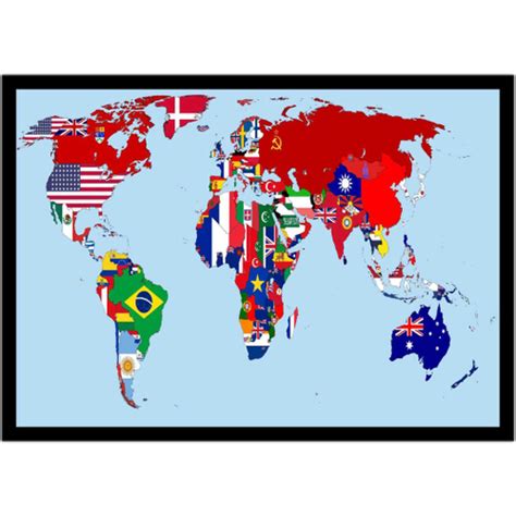 Quadro Decorativo Mapa M Ndi Art Stico Continentes Bandeiras Salas