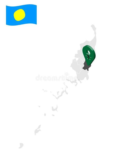 Estado De Ubicación De Ngchesar En Map Palau 3d Signo De Ubicación De