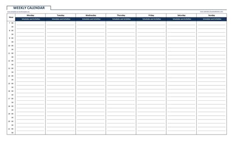 Printable Weekly Calendar With Minute Time Slots Printable Jd