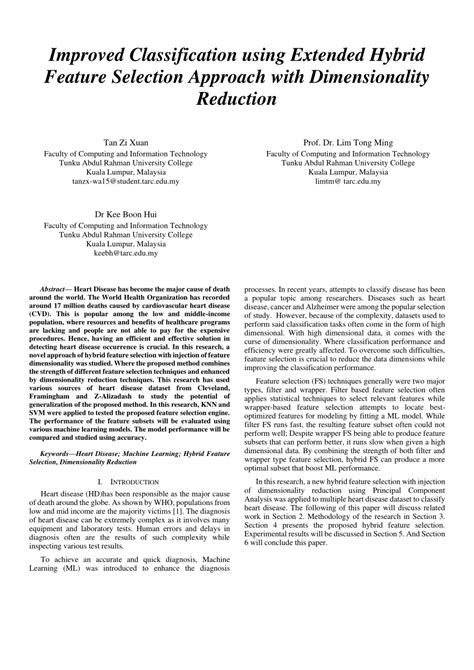 pdf improved classification using extended hybrid feature selection approach with