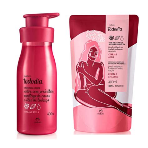 Combo Creme Desodorante Nutritivo Para o Corpo Tododia Cereja e Avelã