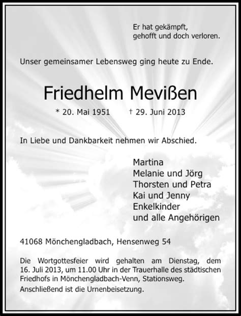 Alle Traueranzeigen F R Friedhelm Mevi En Trauer Rp Online De
