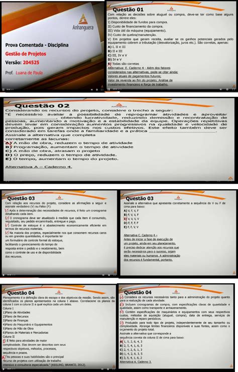 Prova De Gestão De Projetos Gabarito Anhanguera REVOEDUCA