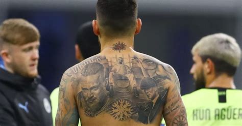 Man City Star Nicolas Otamendi Shows Off TV Tattoos Including Peaky