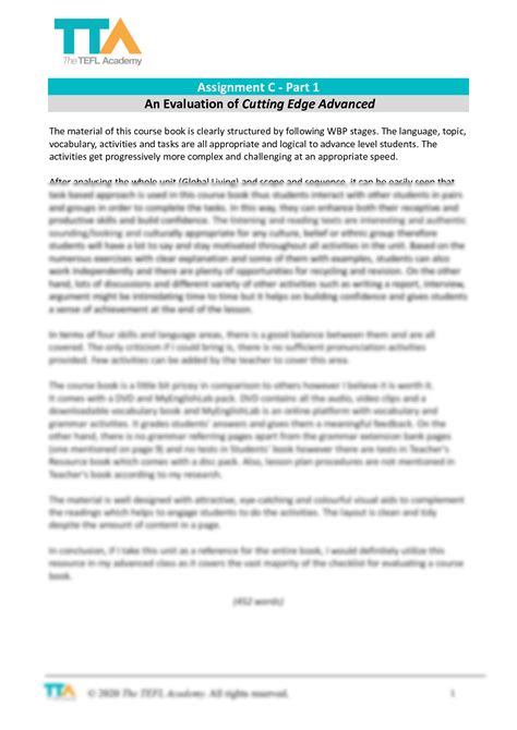 SOLUTION Tefl Academy Assignment C Evaluation Studypool