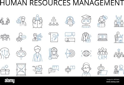 Human Resources Management Line Icons Collection Talent Acquisition