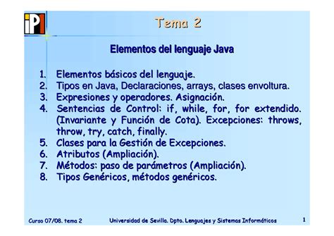 elementos del lenguaje java apuntes de ingeniería infórmatica docsity