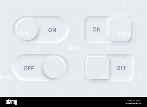 Neumorphism UI On And Off Buttons Set Vector Illustration Neumorphic