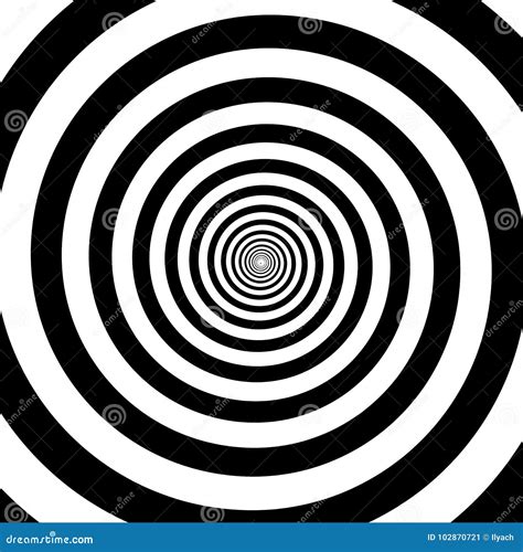 Hypnotic Circles Abstract White Black Optical Illusion Vector Spiral