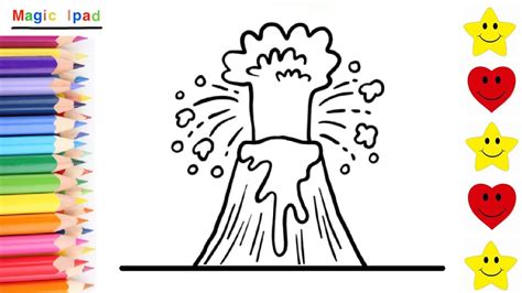 Como dibujar un VOLCAN dibujos para niños How to draw a VOLCANO