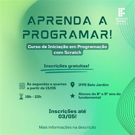 IFPE Belo Jardim abre inscrições para curso gratuito em Programação BJ1