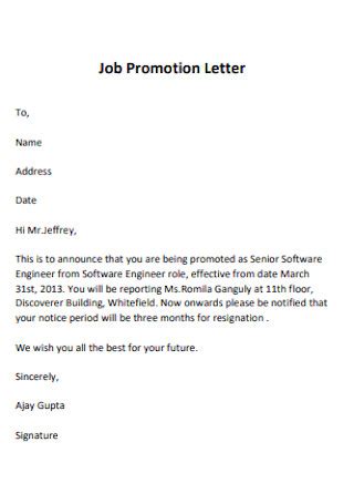 11 SAMPLE Job Promotion Letters In PDF MS Word