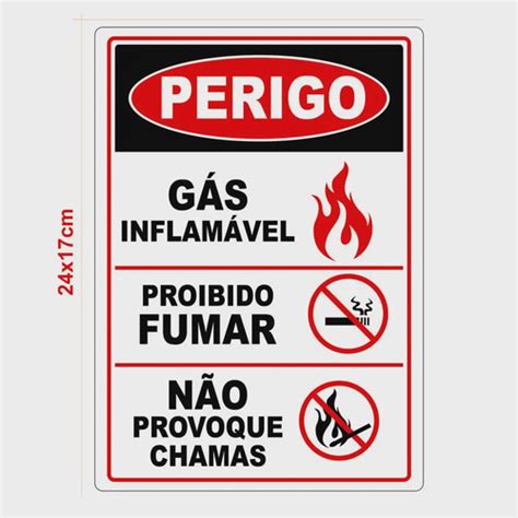 Adesivo Placa Perigo Gás Inflamável Proibido Fumar Não Provoque Chamas