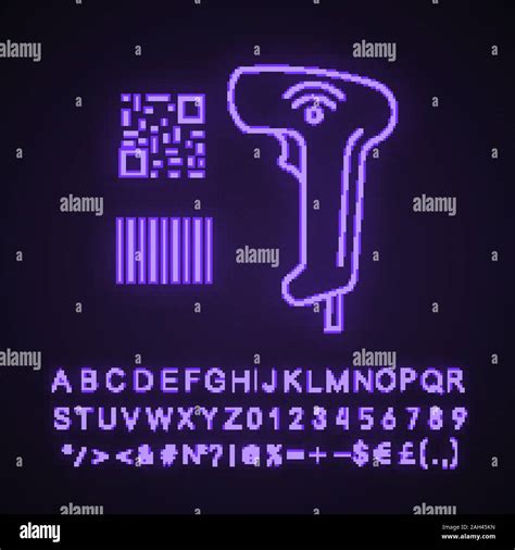 Barcode And QR Code Scanner Neon Light Icon Wifi Barcodes Handheld