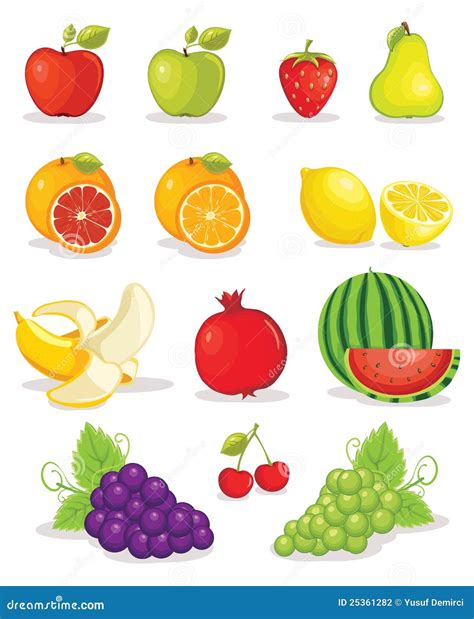 Set Of Fruits Illustration Stock Vector Illustration Of Plant 25361282