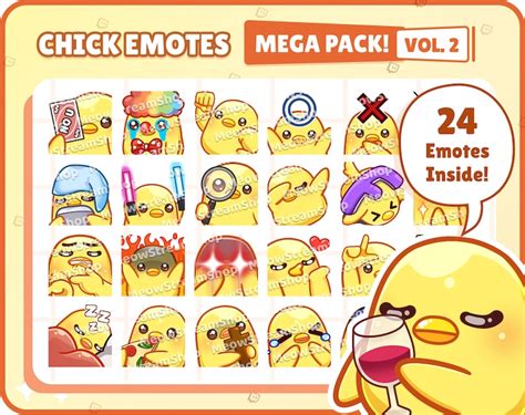 Twitch Emote Cute Chick Mega Pack Emotes Vol 2 24 Emotes Etsy Canada