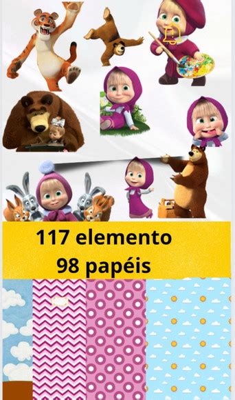 Kit Digital Masha E O Urso Scrapbook Arquivo Png Elo