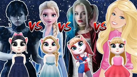 My Talking Angela Cosplay Wednesday Addams Vs Frozen Elsa Vs