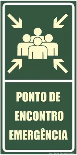 Placa Sinalização Ponto De Encontro Fotoluminescente 100x5