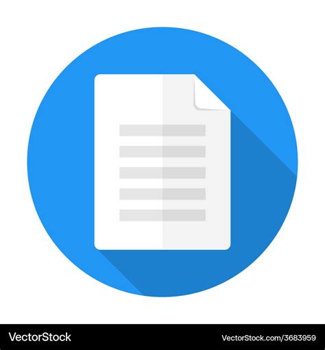 Document Flat Circle Icon With Long Shadow Vector Image