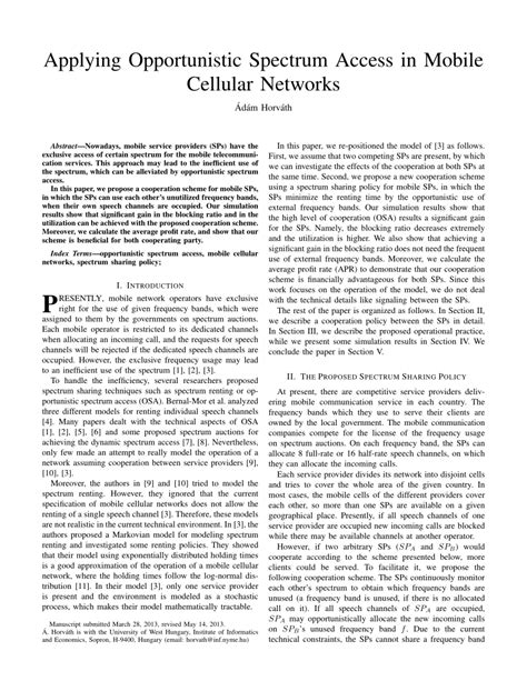 pdf applying opportunistic spectrum access in mobile cellular networks