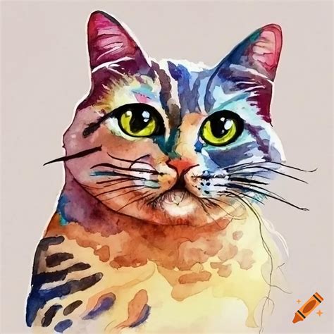 Colored Pencil Drawing Of A Cute Cat With Yellow Eyes On Craiyon