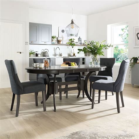 Townhouse Oval Extending Dining Table 4 Bewley Chairs Grey Solid
