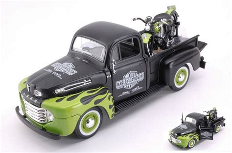 MAISTO 32171G Ford F1 PickUp 1948 Harley Davidson FL Panhead Black