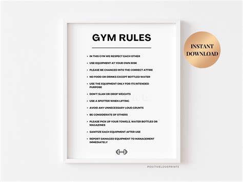 Fitness Center Rules Sign Printable Gym Policies And Etsy