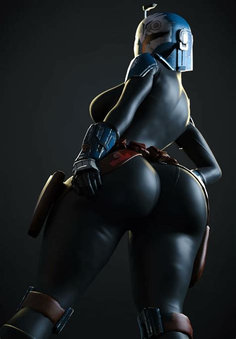 Rule 34 3d Armor Big Ass Bo Katan Kryze Bodysuit Covered Face Hand On Ass Highres Large