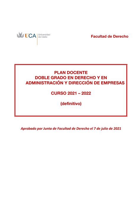 PDF Definitivo Plan Docente Doble Grado Derecho Y ADE 2021 2022