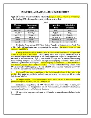 Fillable Online Zoning Board Of Adjustment Application And Instructions