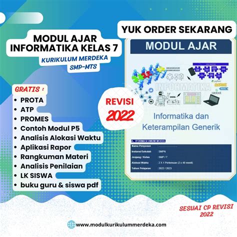 modul ajar informatika kelas 7 kurikulum merdeka semester 1 dan 2 kursus