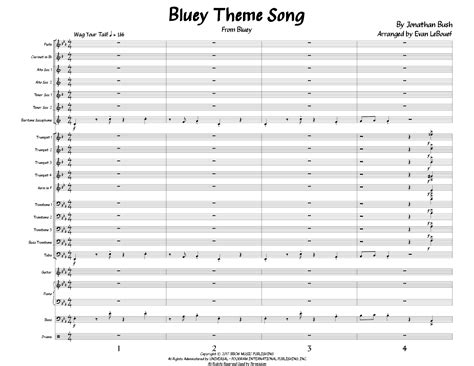 Bluey Theme Song Arr Evan LeBouef Partituras Jonathan Bush