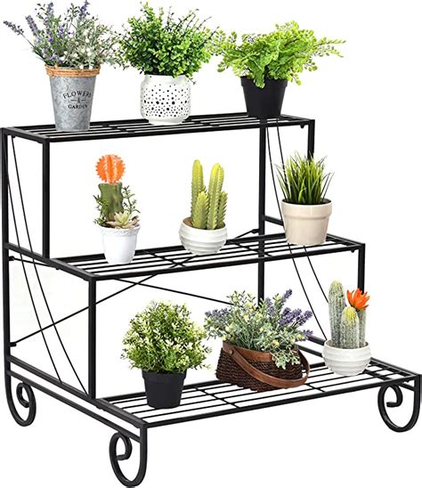 COSTWAY Pflanzenregal Blumenregal 3 stufig Freistehender Blumenständer