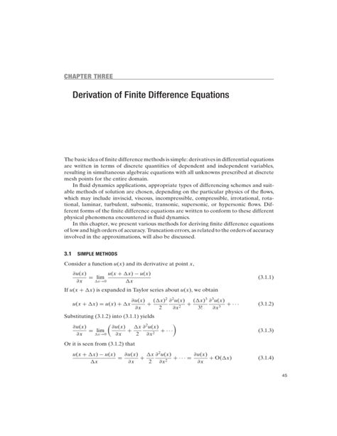 derivation of finite difference equation