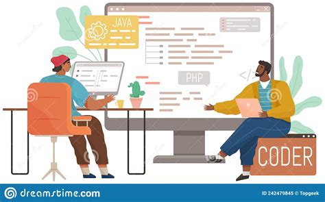 programmer engineering and coding set of programmers working on web development on computers