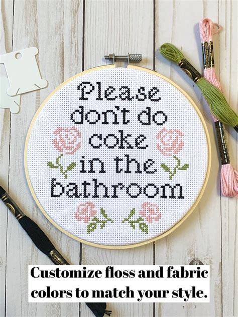Please Dont Do Coke In The Bathroom Cross Stitch Pattern Etsy