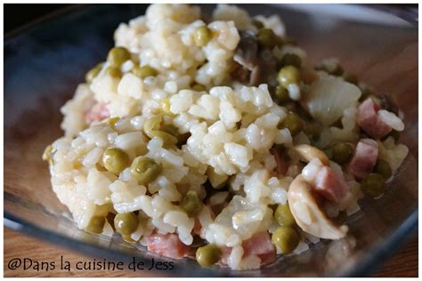 Risotto aux dés de jambon petits pois et champignons mijoteuse