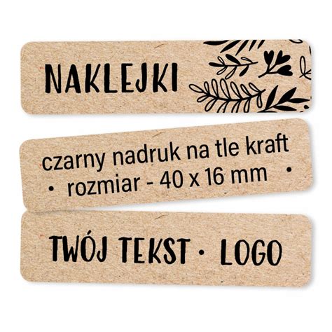 Naklejki Firmowe x1000 Małe Podłużne Eko Kraft Twój Napis Logo