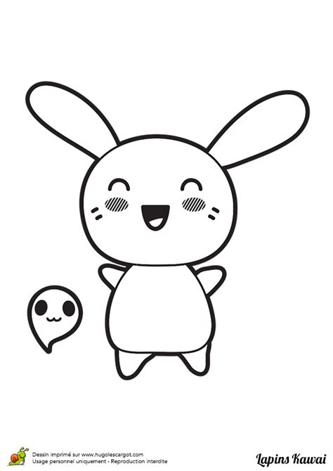 Coloriage Lapin Kawai Heureux Sur Hugolescargot