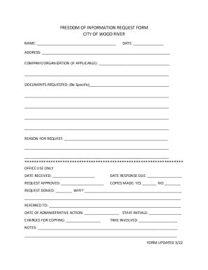 Fillable Online Freedom Of Information Request Form Fax Email Print