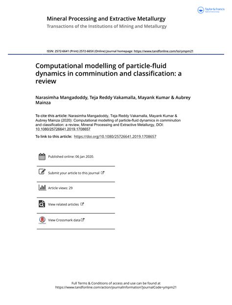 pdf computational modelling of particle fluid dynamics in comminution and classification a review