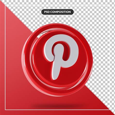 Diseño 3d aislado del logotipo de pinterest brillante Archivo PSD Premium