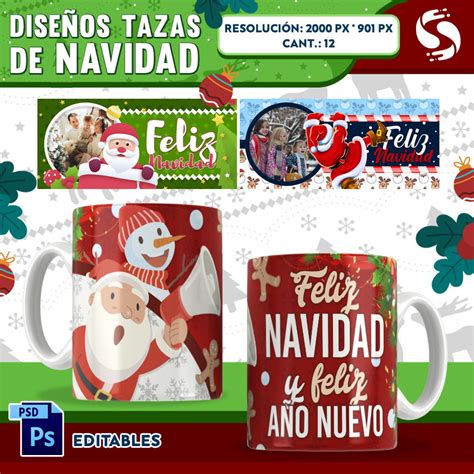 Diseños Plantillas para Sublimar Tazas de Navidad SubliPacks