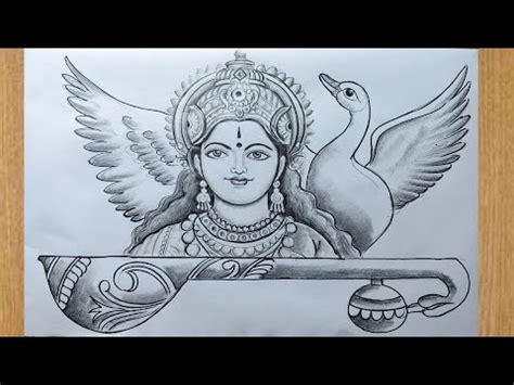 How To Draw Maa Saraswati Easy Pencil Sketch Saraswati Thakur Drawing