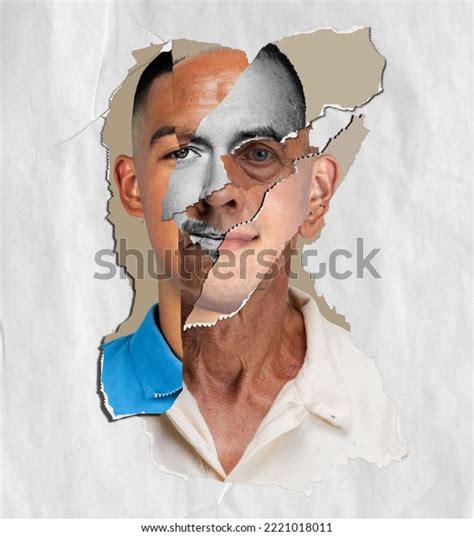 3 Contemporary Art Collage Modern Design Male Face Made Different Face