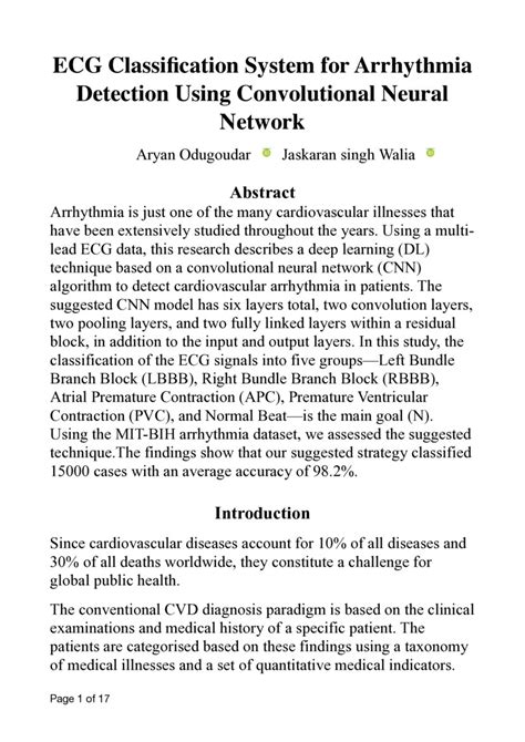 ecg classification system for arrhythmia detection using convolutional neural networks deepai
