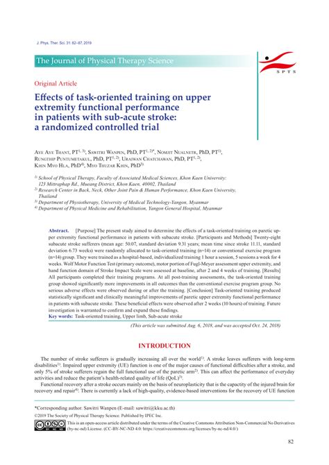 pdf effects of task oriented training on upper extremity functional performance in patients